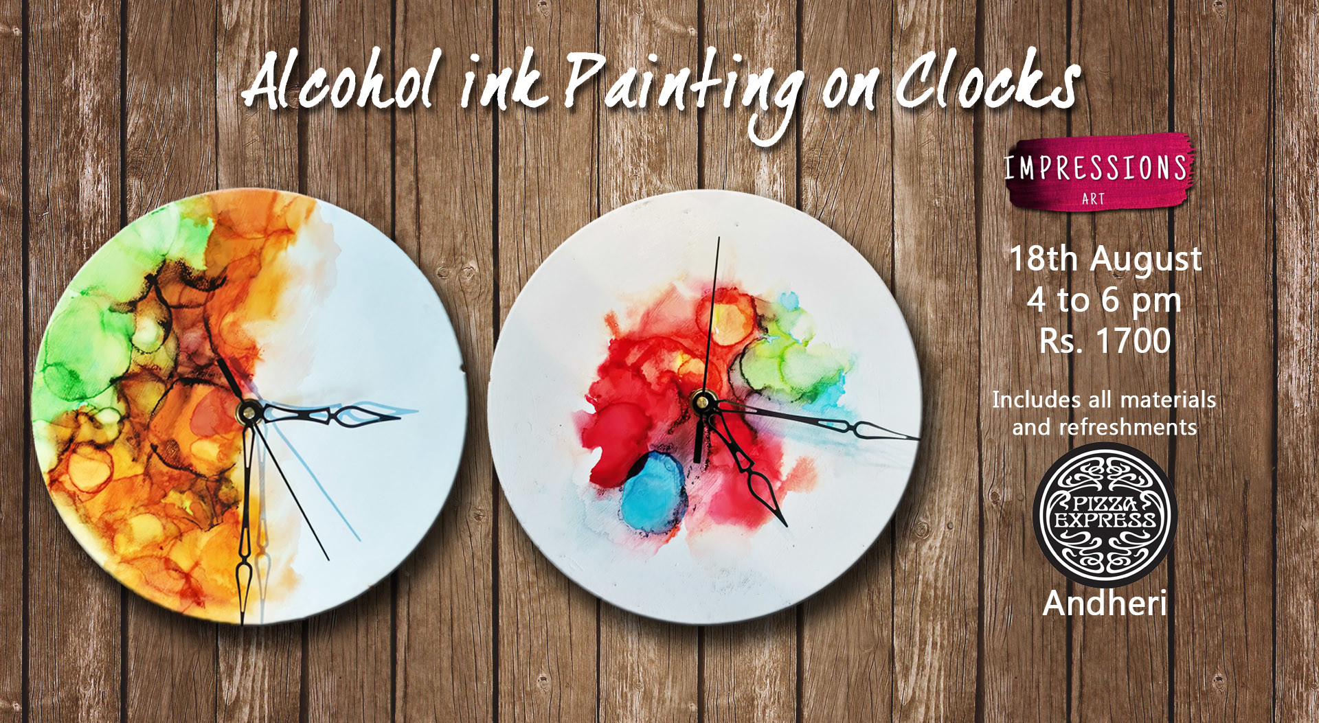 Alcohol ink Painting on Clocks, with Impressions Art