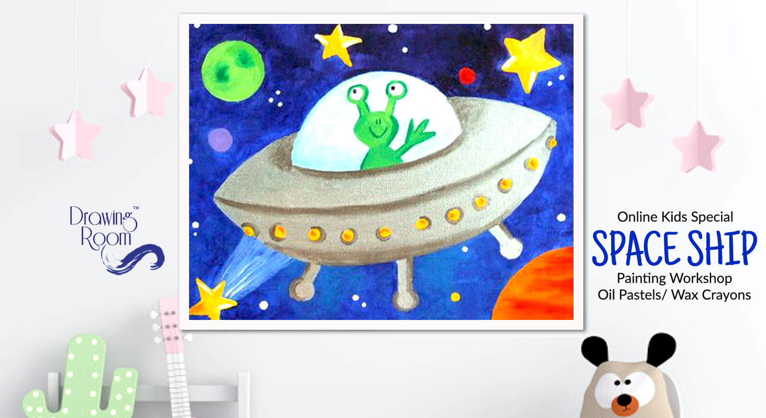 Online Kids Special Space Ship Painting Workshop By Drawing Room