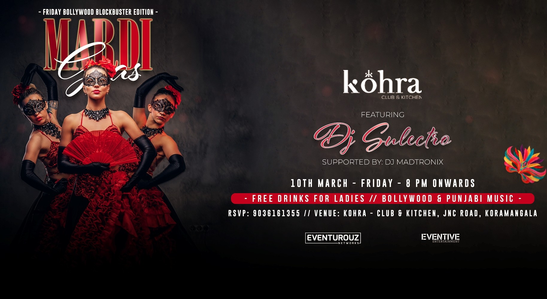 Friday Bollywood Blockbuster - Masquerade Edition at Kohra kormangala
