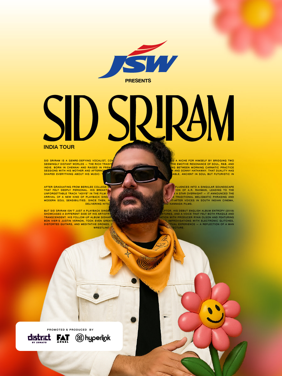 Sid Sriram Shows, Tickets and More. Follow Now!