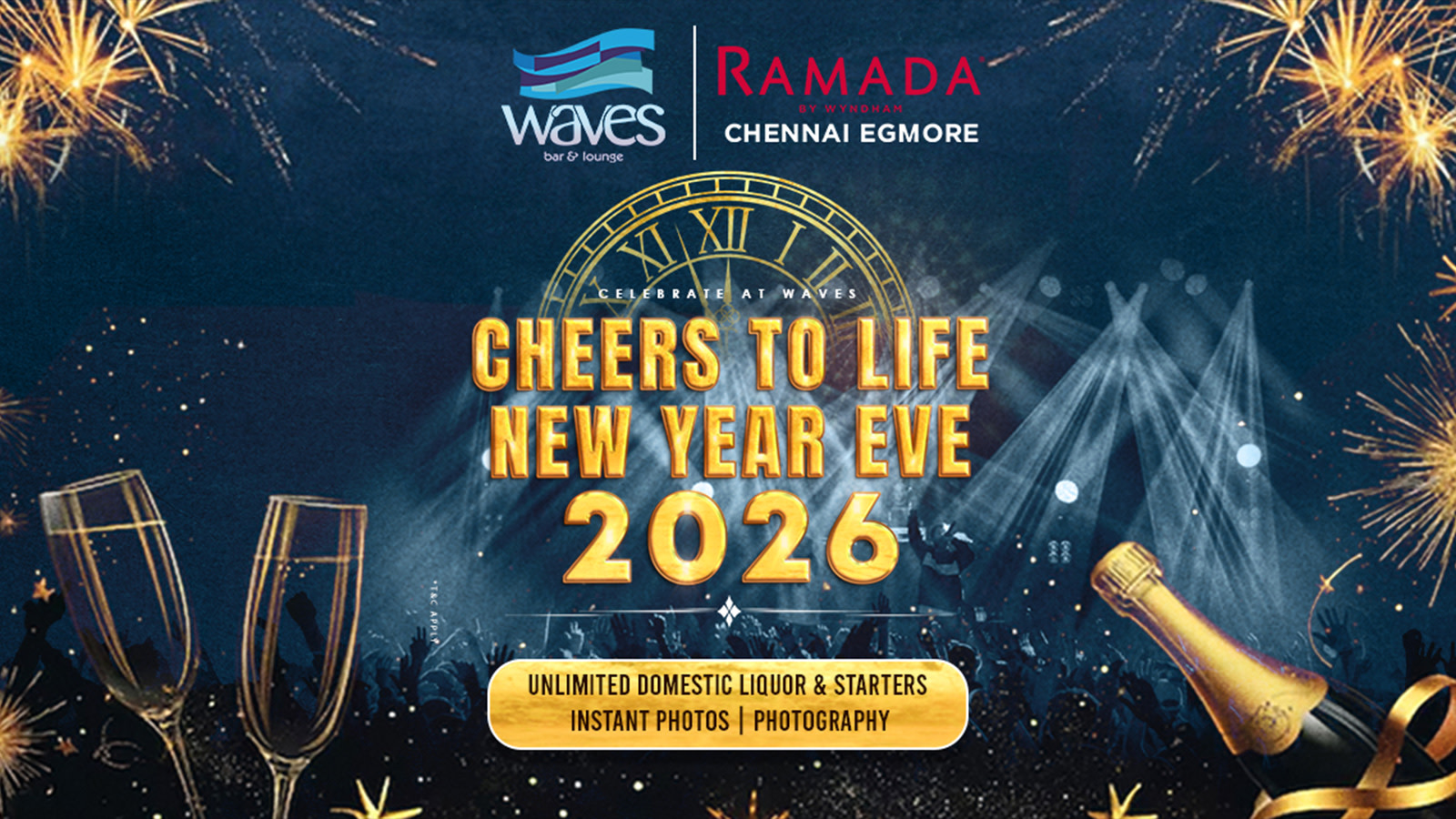 Cheers to Life NYE 2026 @ Waves - Ramada Egmore | Event in Chennai
